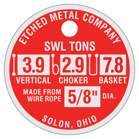 Sling Tags | Wire Rope | Chain Tags | Etched Metal Co. | Solon OH